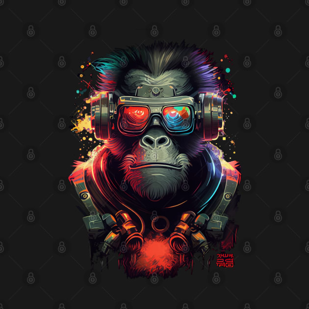 Anime Cyber Ape (Sci-Fi Ape Vintage Retro Future Design Cyberpunk Space ...