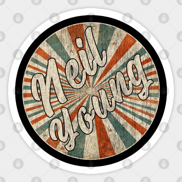 Retro Circle Neil Young - Neil Young - Sticker | TeePublic