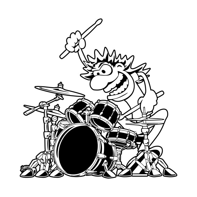 Crazy Drummer Cartoon Illustration - Drummer - Mug | TeePublic