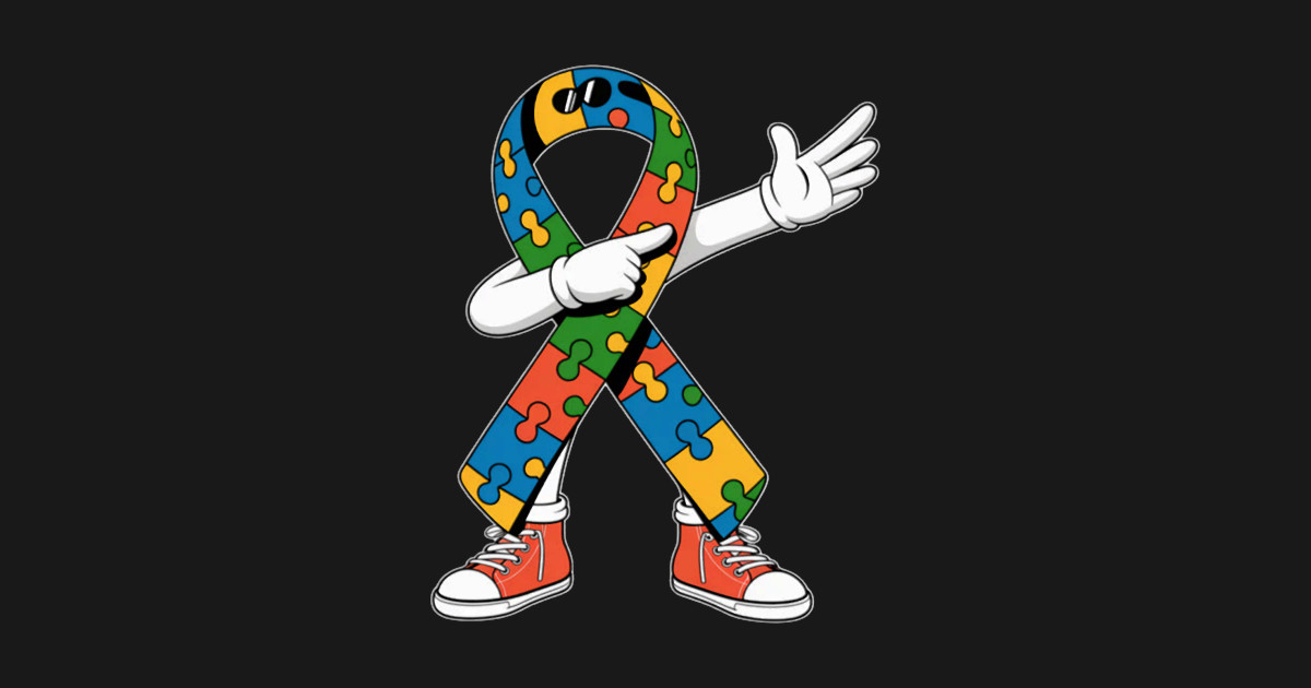 Puzzle Ribbon Dabbing Autism Awareness Autistic Support - Autism ...