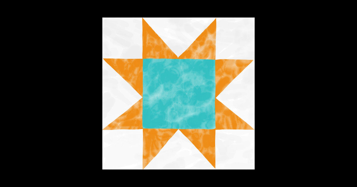 Orange and Cyan Quilt Star Watercolor - Quilter - Sticker | TeePublic