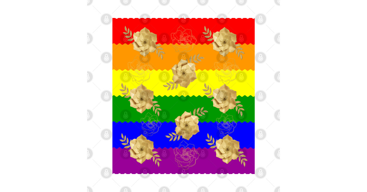 LGBT Pride flag ripples, golden roses pattern - Lgbt Pride Flag Ripples ...