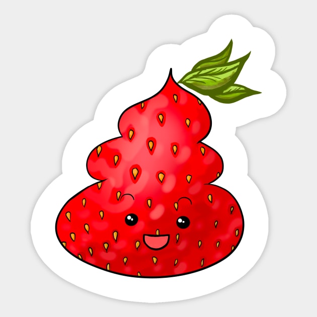 Cute Strawberry Poop Emoji - Fruit Emojis - Sticker | TeePublic