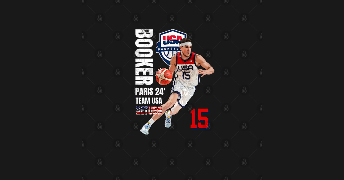 2024 Paris Olympics Basketball Team USA Devin Booker #15 Cartoon ...