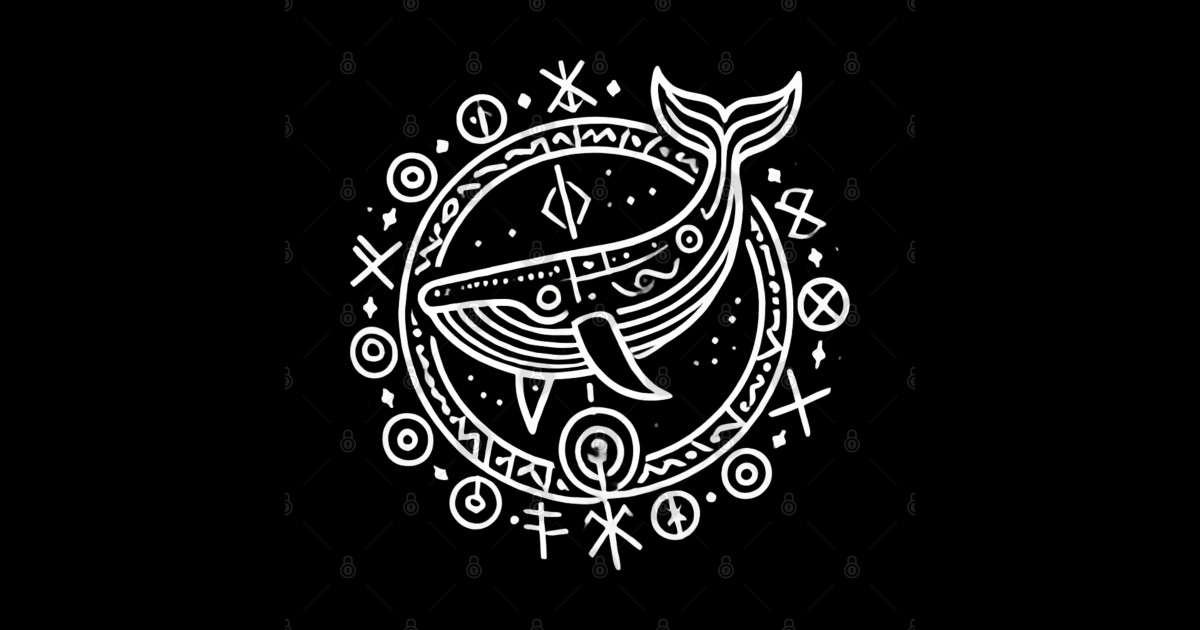 Scandinavian Whales & Nordic Runes - Scandinavian Art - Sticker | TeePublic