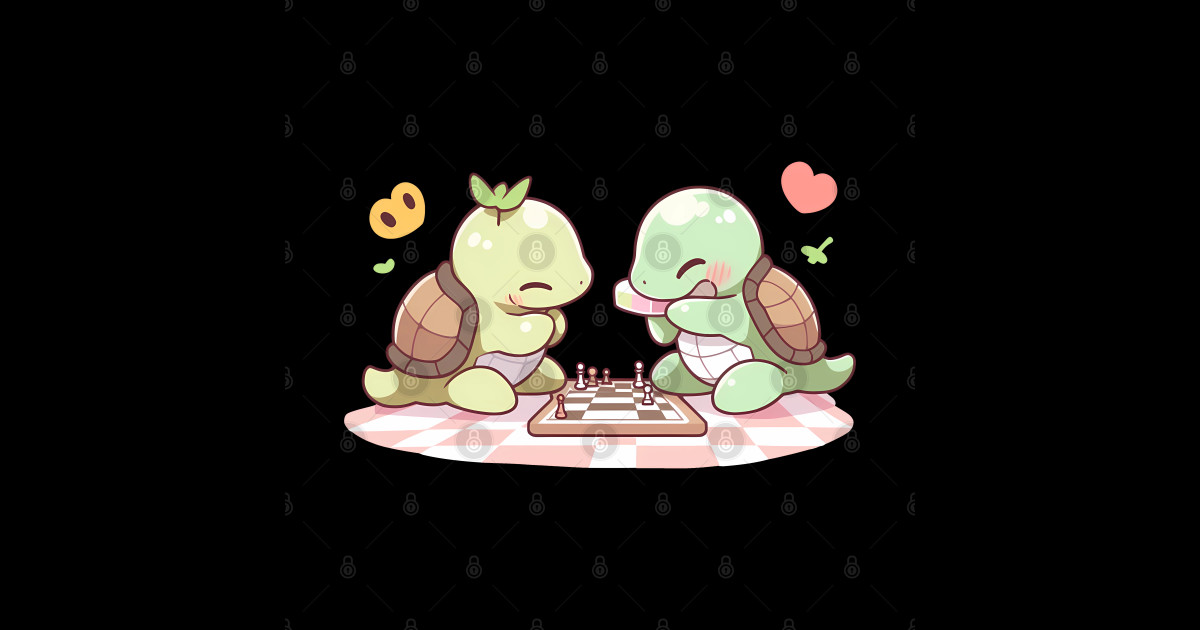 Turtley Adorable: Kawaii Turtles Battle in Chess - Turtle - Sticker ...