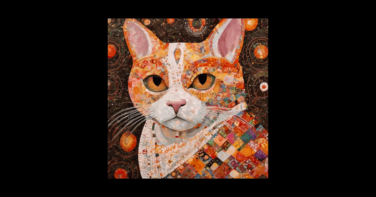 Gustav Klimt Style Tabby Cat with Colorful Geometric Pattern Robe ...