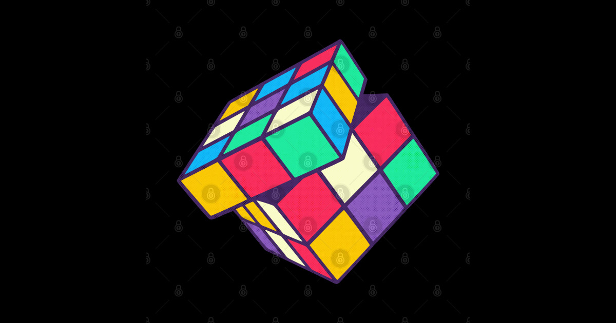 Rubiks Cube 90s Art - Rubiks Cube - Sticker | TeePublic