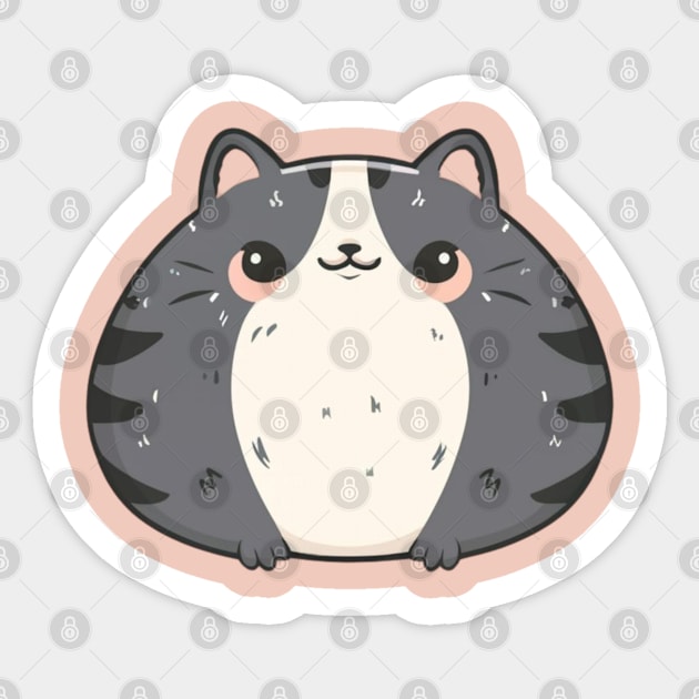 Cute Fat Cat - Cat - Sticker | TeePublic