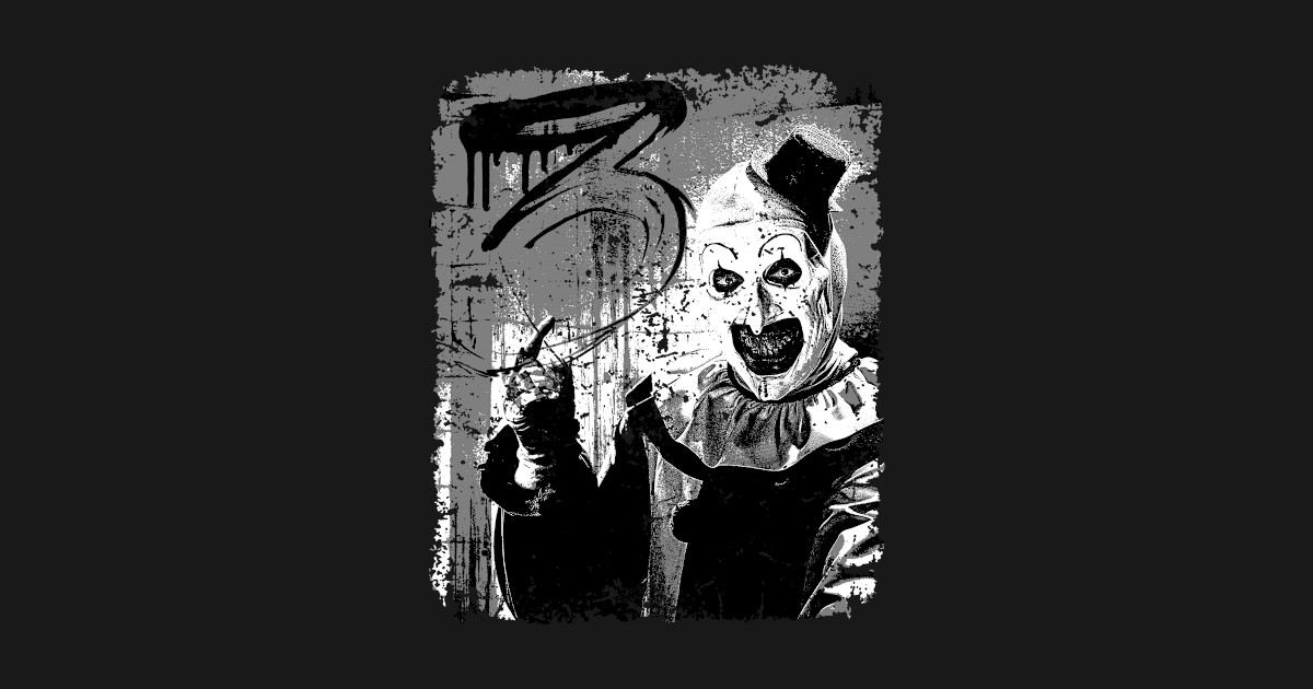 ART THE CLOWN - TERRIFIER 3 BLACK AND WHITE - Art The Clown - T-Shirt ...