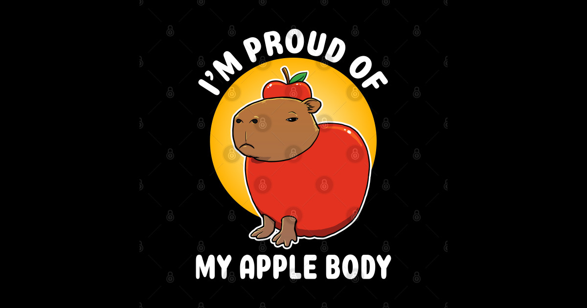 I'm proud of my apple body Capybara cartoon - Funny Capybara - Sticker ...