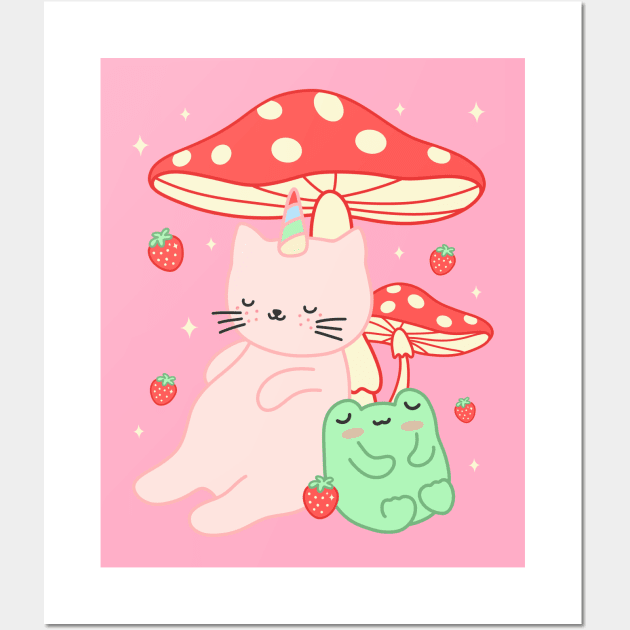 Kawaii Kittycorn Strawberry Frog Mushroom Cottagecore - Caticorn ...