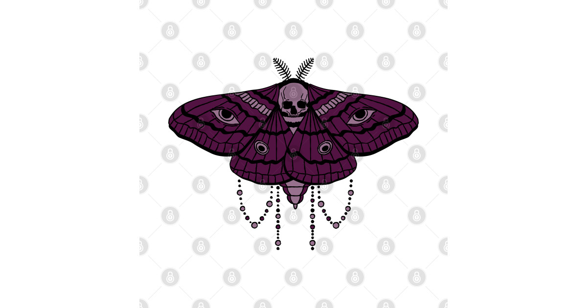 Goth Moth Black & Purple Symmetric Skull Insecta - Goth Moth - Posters ...