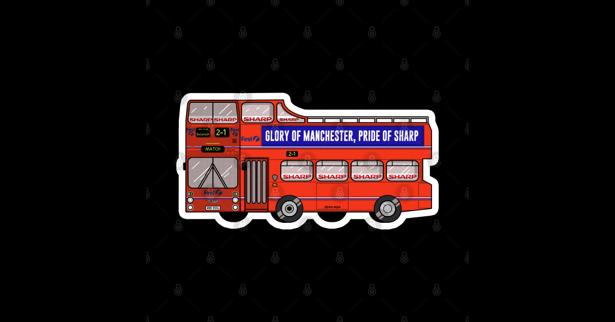 Manchester United 1999 Treble parade bus - Manchester United - Sticker ...