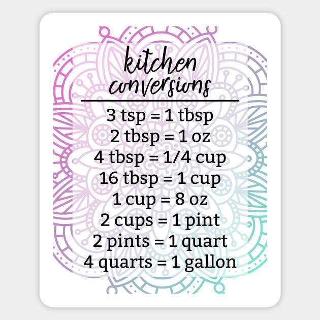 Cooking Conversions | Mandala - Cooking - Sticker | TeePublic