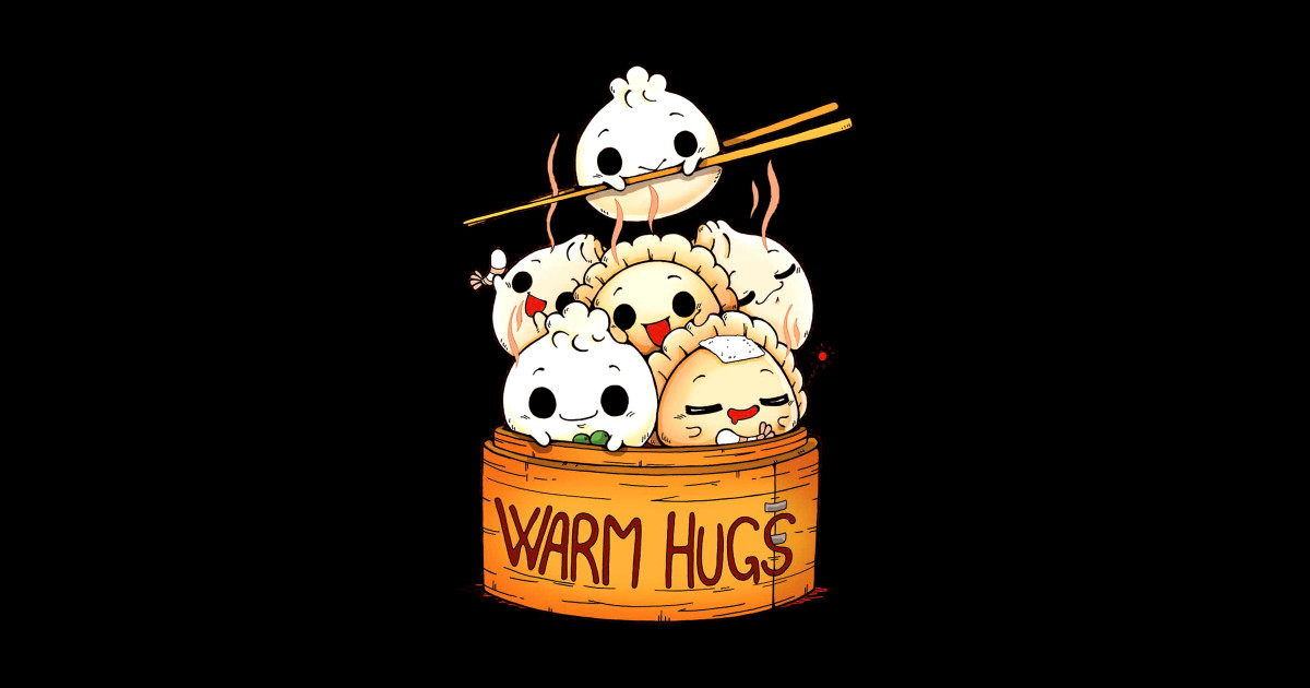 Dumpling Hugs food fun parody - Dumpling - Sticker | TeePublic