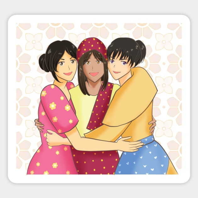 Filipiniana Filipina Best Friends Trio Philippines Art - Filipino Art ...