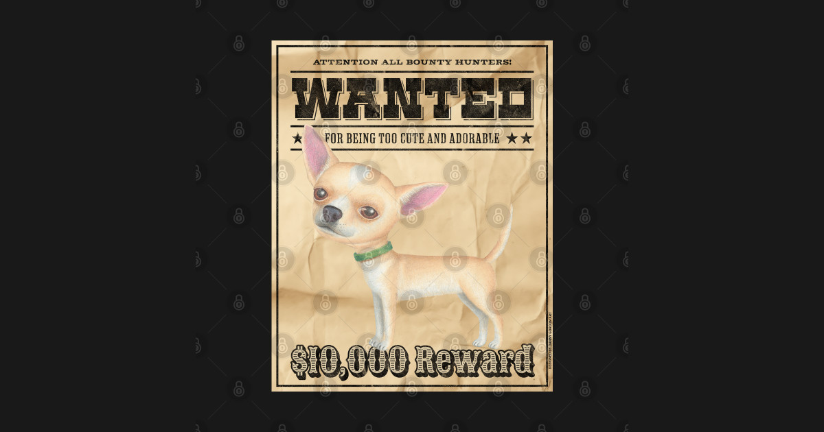 Cute Funny Chihuahua Dog Wanted Poster - Chihuahua Dog Lover - T-Shirt ...