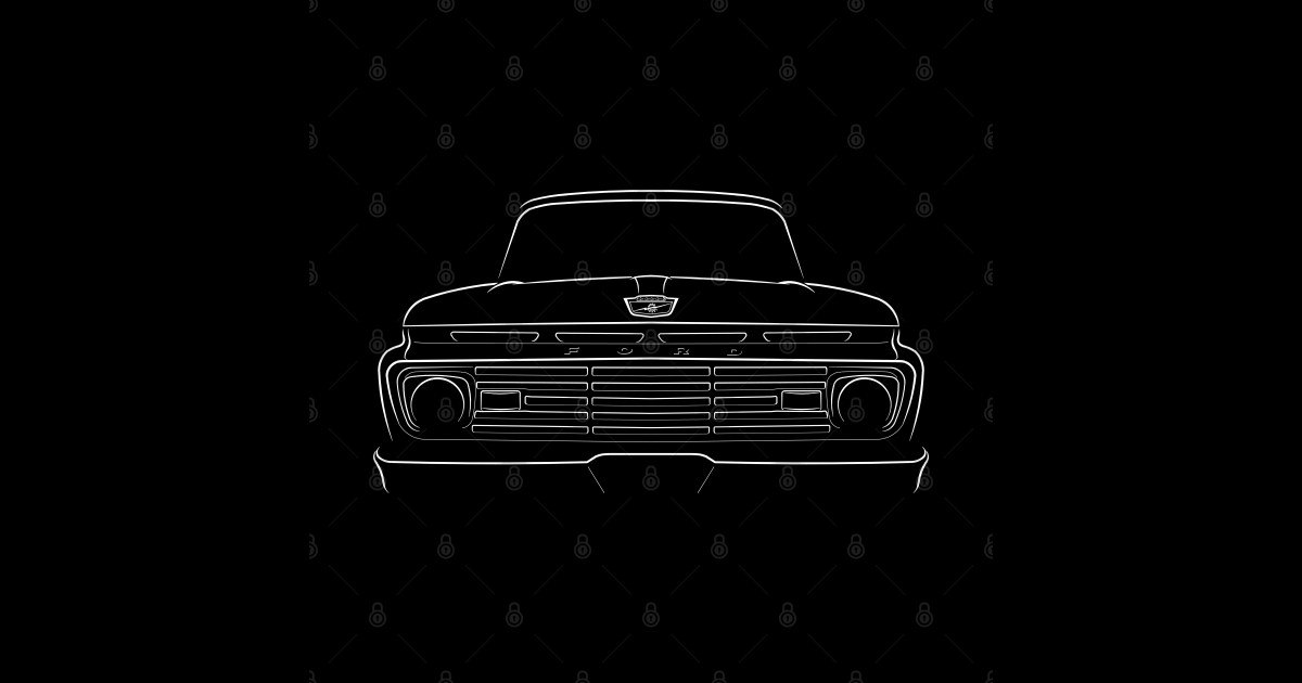 front/profile - 1963 Ford F-100 - stencil, white - Ford F100 - Tapestry ...
