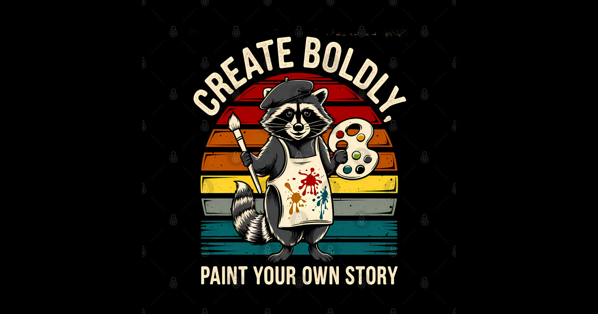 Create Boldly With This Adorable Artistic Raccoon Retro Style - Raccoon ...