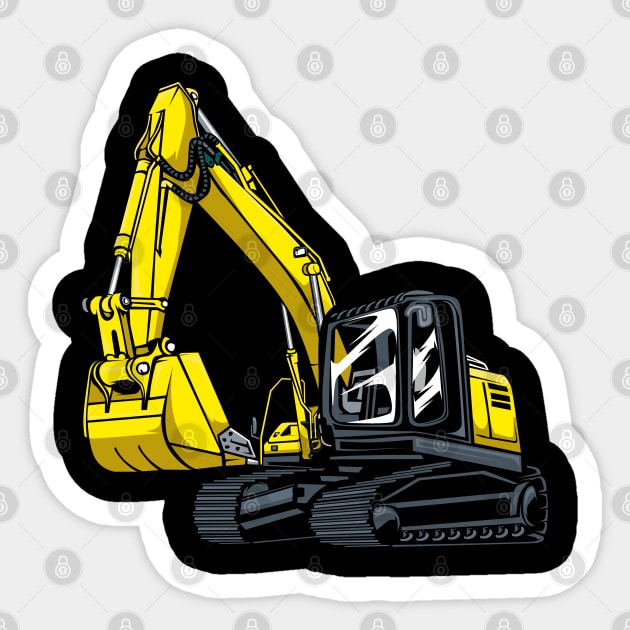 Excavator Bulldozer Construction Worker - Excavator - Sticker | TeePublic