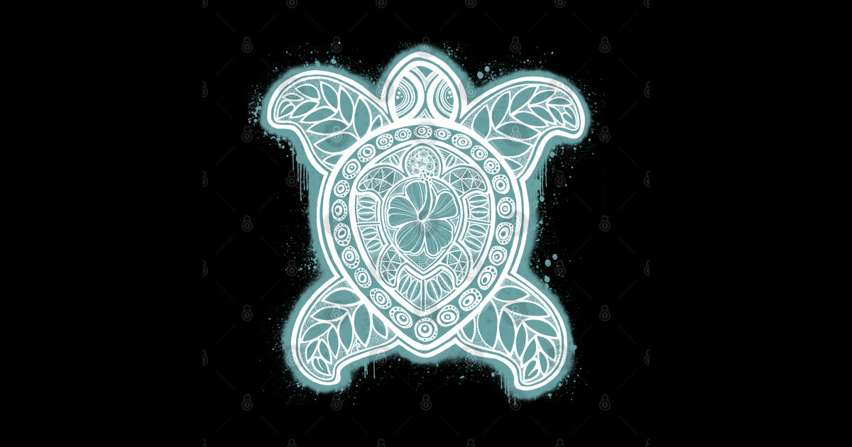 Pasifika Turtle - white on aqua - Turtle - Sticker | TeePublic
