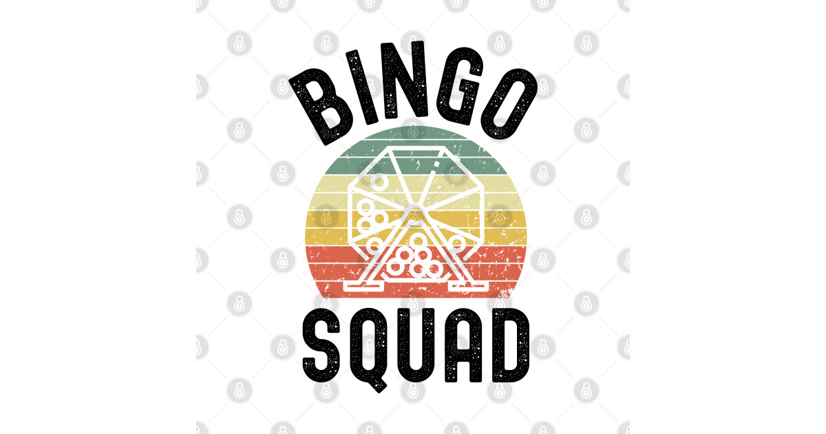 Bingo Squad Funny bingo player group joke retro sunset - Bingo - T ...