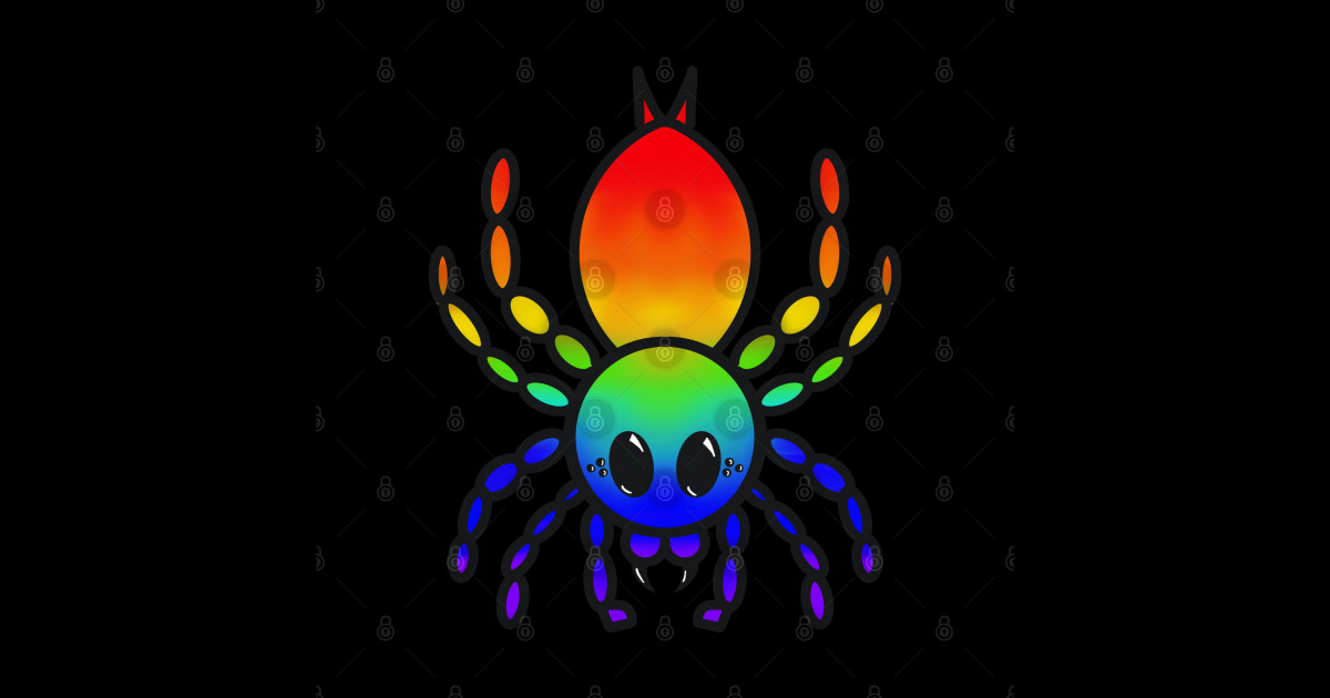 Colorful Cartoon Tarantula (Rainbow Horizontal) - Rainbow - Sticker ...