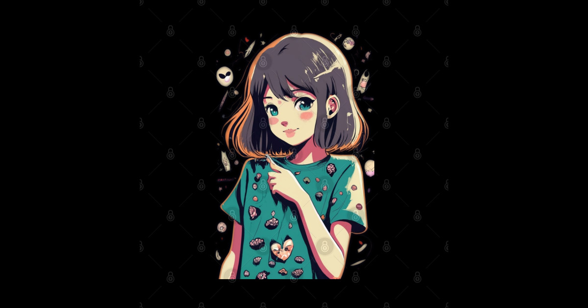 Kawaii anime girl with brown hair - Kawaii Anime Girl - Sticker | TeePublic