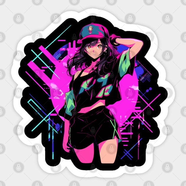 stylish anime girl - anime style - Anime Girls - Sticker | TeePublic