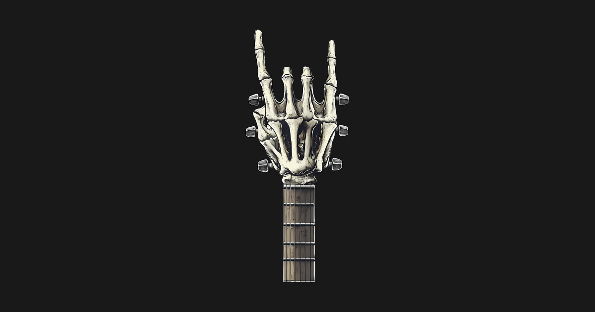 Rock On Guitar Neck Rock Roll Star Skeleton Hand Skull - Skeleton Hand ...