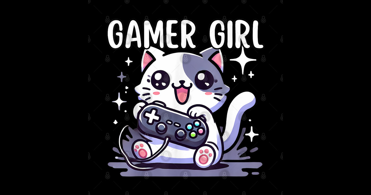 Gamer Girl Cat Gaming Cute Video Game - Gaming - Sticker | TeePublic