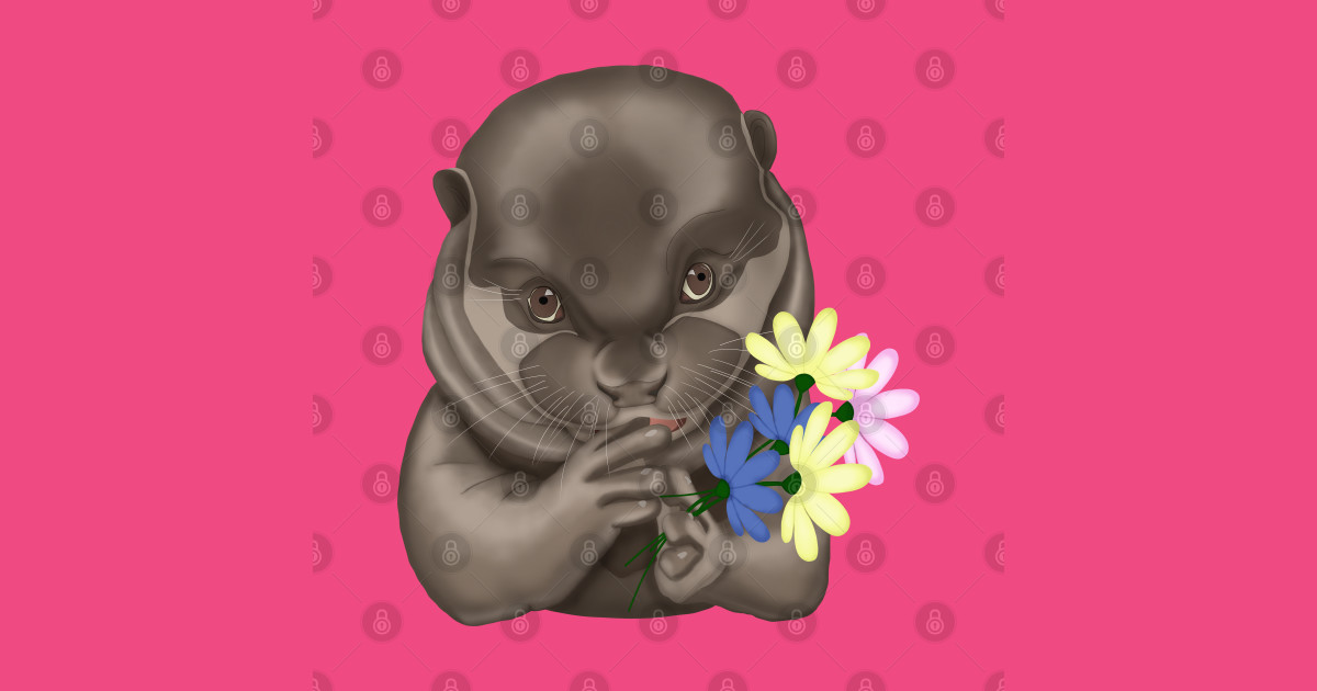 Otter with flowers. Otter lover - Otter - T-Shirt | TeePublic