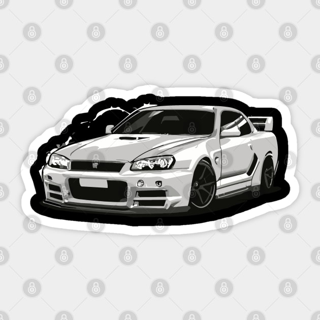Nissan Skyline GTR R34 JDM Car Classic - R34 - Sticker | TeePublic
