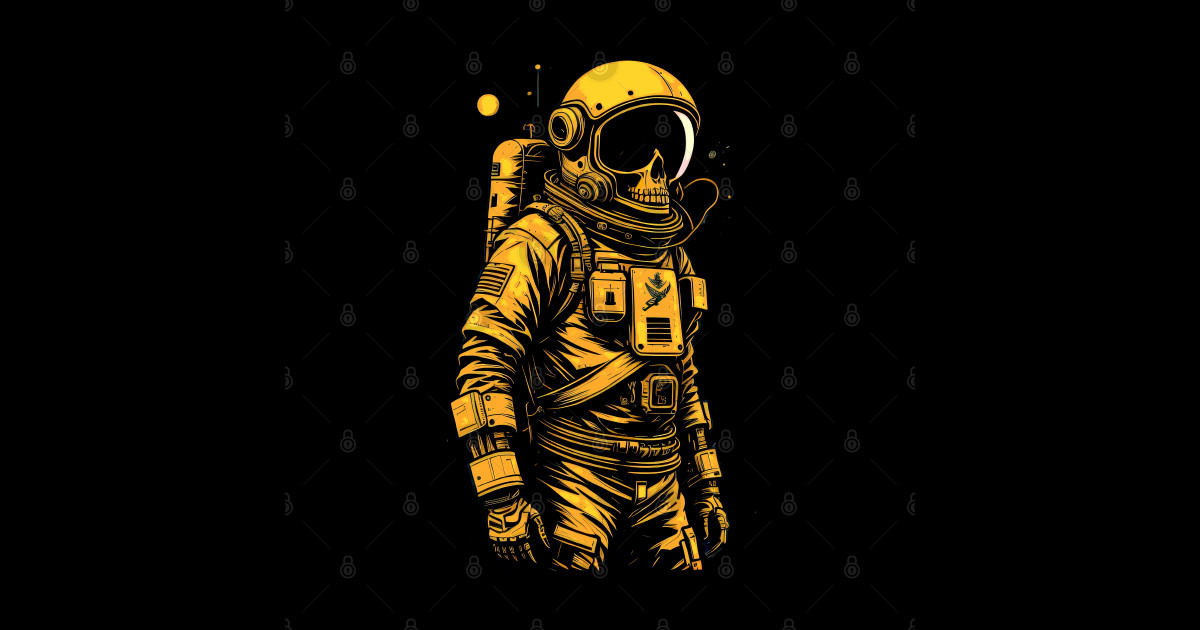 Yellow Suit Astronaut Ghost - Vintage Astronaut - Sticker | TeePublic