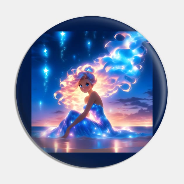Beautiful Anime Girl On Beach Beach Girl Pin Teepublic