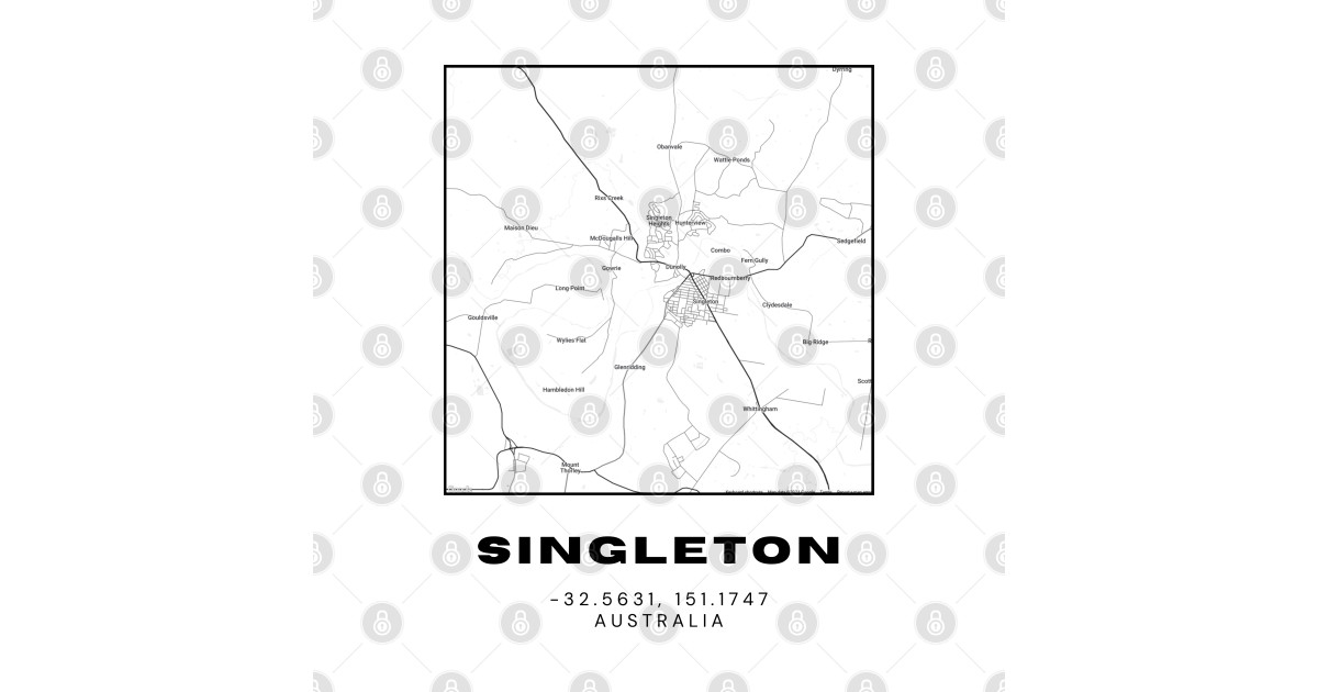 Minimalist Singleton Map with Coordinates | Black and White Design ...