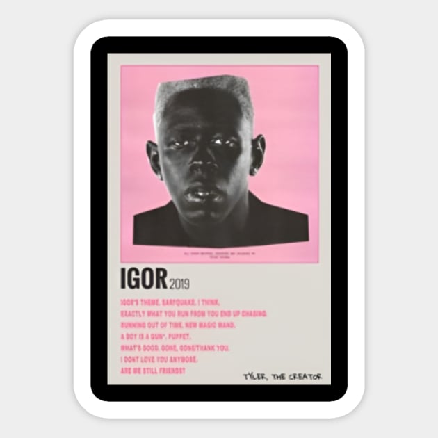 Tyler The Creator IGOR Album Tracklist Poster - Igor - Sticker | TeePublic