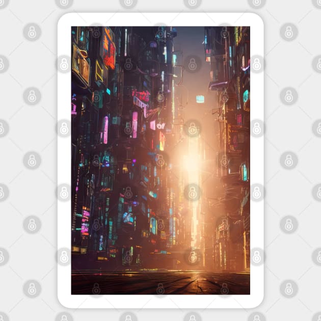 Cyberpunk Sunset - Cyberpunk Sunset - Sticker | TeePublic