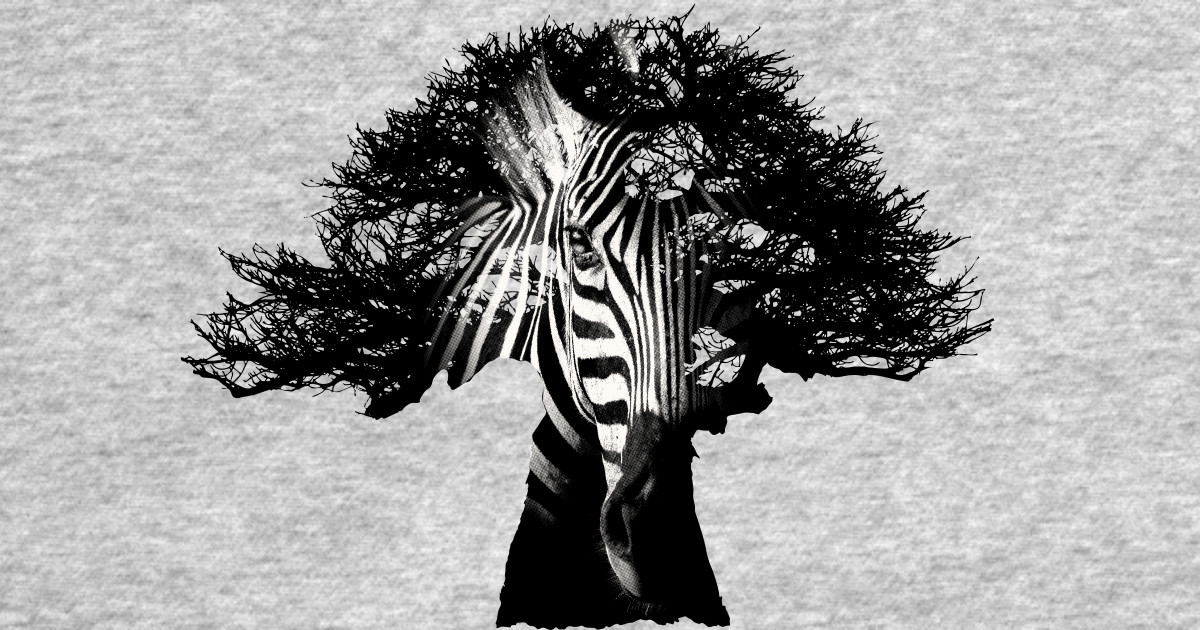Baobab in Silhouette with Zebra Face Overlay - Baobab - T-Shirt | TeePublic