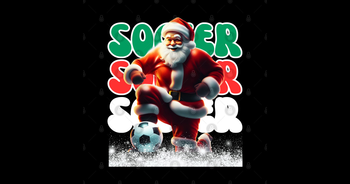Santa Soccer Ball Sports Design- Christmas Soccer Player - Santa Soccer ...