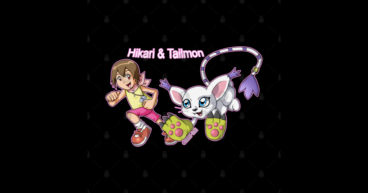 Hikari & Tailmon - Gatomon - Sticker | TeePublic
