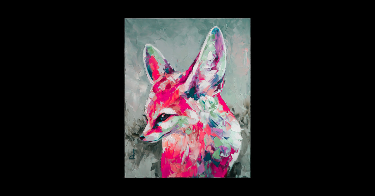 Oil fennec fox muzzle painting in multicolored tones. - Fennec Fox ...