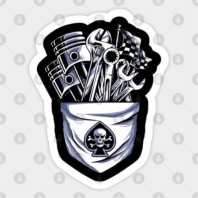 garage on pocket - Motorcycle Club - Sticker | TeePublic