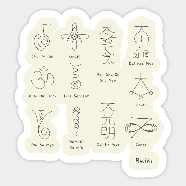 Hand drawn Reiki symbols - Reiki - Sticker | TeePublic