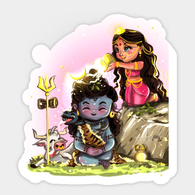 shiv parvati - Shiva God India - Sticker | TeePublic