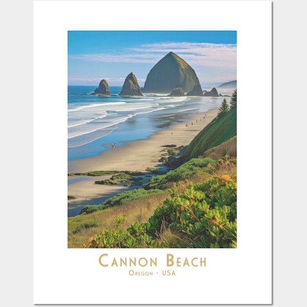 Retro Vintage Cannon Beach Haystack Rock - Cannon Beach - Posters and ...