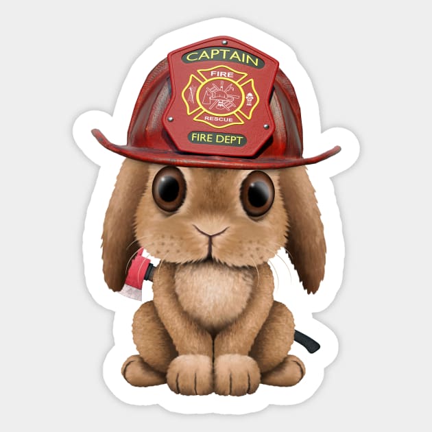Cute Baby Bunny Firefighter - Bunny - Sticker | TeePublic