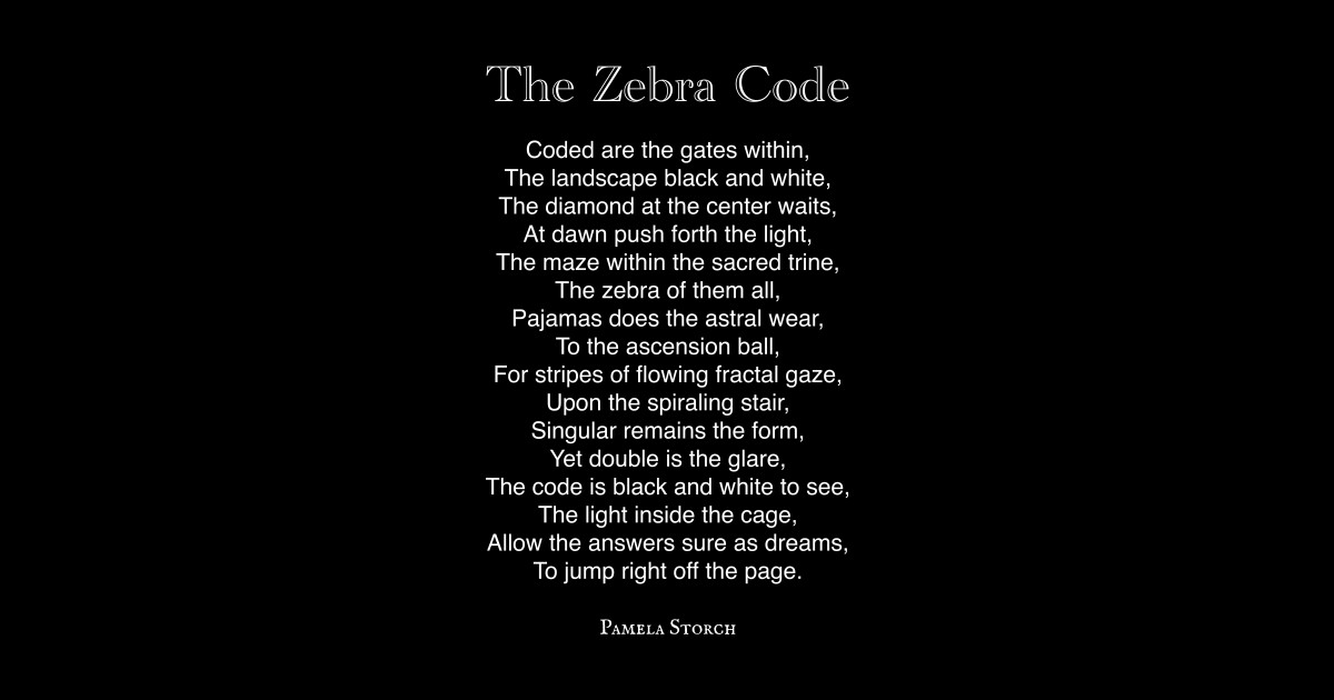 The Zebra Code Poem in Black by Pamela Storch - Pamela Storch - Sticker ...
