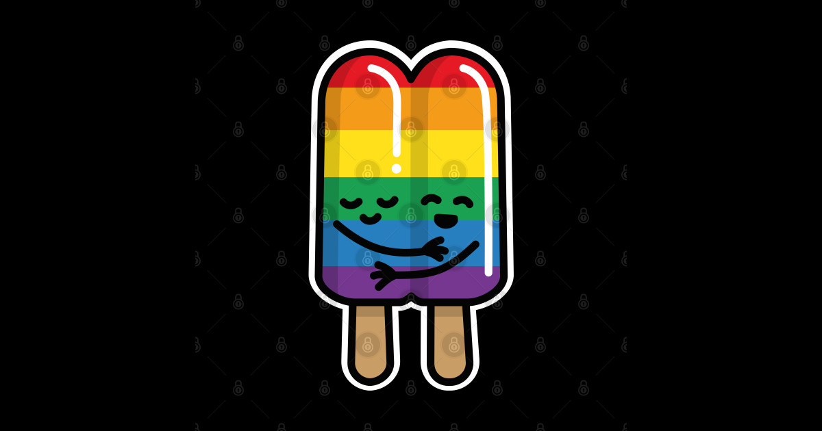 Lesbian Gay couple popsicle Rainbow flag LGBT love - Rainbow Flag Lgbt ...